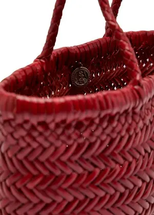 Dragon Diffusion Mini Flat Gora Woven Leather Top Handle Bag