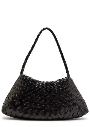 Dragon Diffusion Rosanna Woven Leather Shoulder Bag - Black
