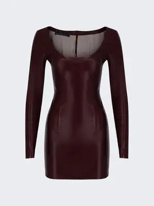 Zeynep Arçay Ballerina Leather Mini Dress - Maroon