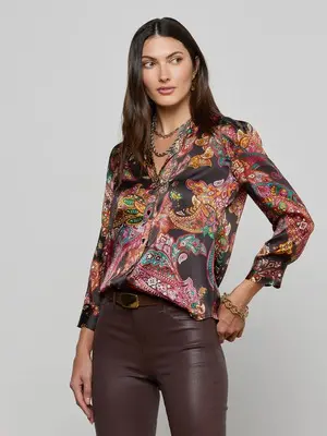 L'Agence Dani Silk Blouse Top