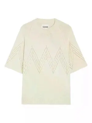 JIL SANDER Textured Zig-zag Knit T-shirt