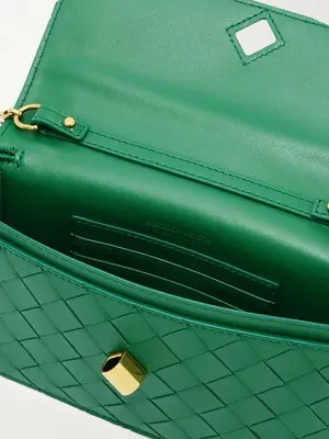 Bottega Veneta Intrecciato Leather Pouch - Green