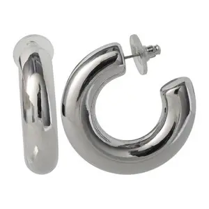 Bcbgmaxazria Sculptural C-shaped Hoop Earrings - Silver
