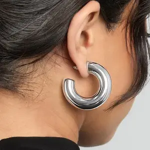 Bcbgmaxazria Sculptural C-shaped Hoop Earrings