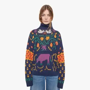 MOTHER The Biggie Hickey Picking Daisies Alpaca Blend Sweater