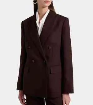 Vince Double-breasted Blazer - Brown