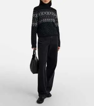 Vince Fair Isle Cashmere Sweater - Black