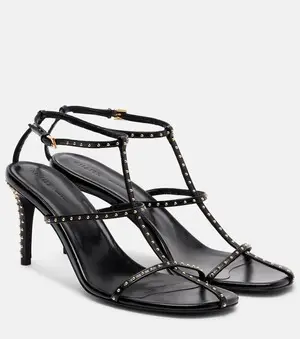 Khaite Cage 75 Studded Leather Sandals - Black