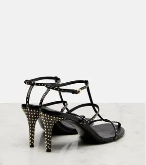 Khaite Cage 75 Studded Leather Sandals - Black