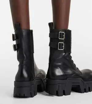 Balenciaga Bulldozer 25 Leather Platform Combat Boots