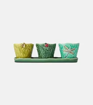 BORDALLO PINHEIRO Jardim De Insetos Set Of 3 Ceramic Cups - Multicoloured