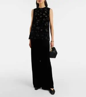 Asceno Trento Devoré Velvet Top - Black
