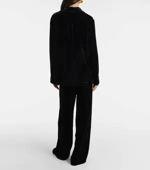 Asceno Austin Velvet Wide-leg Pants - Black