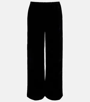 Asceno Austin Velvet Wide-leg Pants - Black