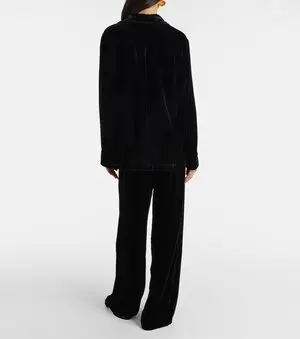 Asceno Austin Velvet Wide-leg Pants - Black