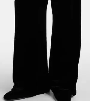 Asceno Austin Velvet Wide-leg Pants - Black