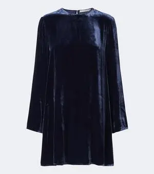 Asceno Asceno Larissa Velvet Mini Dress In Black Blue