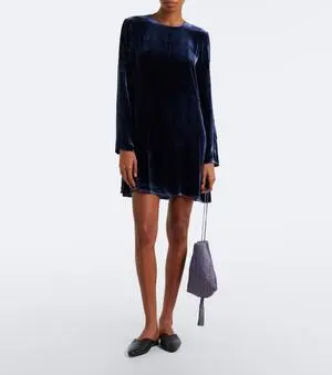 Asceno Larissa Velvet Minidress - Blue