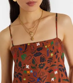 Asceno Melfi Printed Silk Twill Midi Dress - Brown