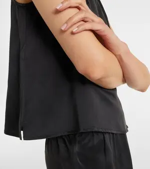 Asceno Sofia Silk Charmeuse Tank Top - Black