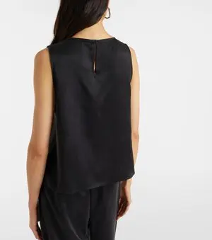 Asceno Sofia Silk Charmeuse Tank Top - Black