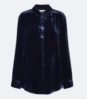 Asceno London Velvet Shirt - Blue