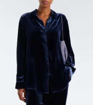 Asceno London Velvet Shirt - Blue