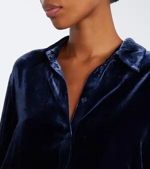 Asceno London Velvet Shirt - Blue