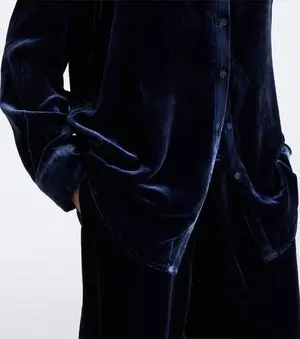 Asceno London Velvet Shirt - Blue