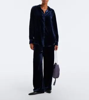 Asceno London Velvet Shirt - Blue