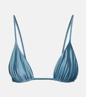 Jade Swim Via Metallic-effect Bikini Top - Blue