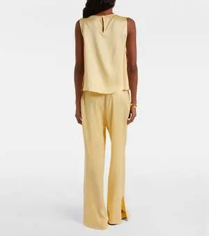 Asceno Loreto Silk Charmeuse Wide-leg Pants - Yellow