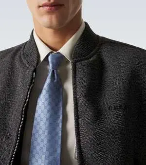 Gucci Gg Jacquard Silk Neck Tie - Blue