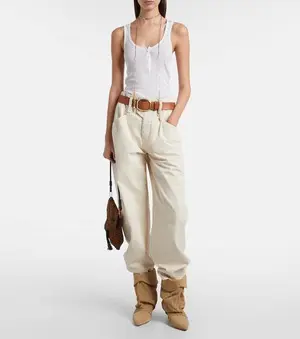 Isabel Marant Étoile Edrik 45 Perforated Suede Ankle Boots - Beige