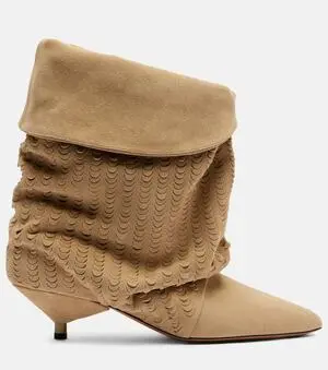 Isabel Marant Étoile Edrik 45 Perforated Suede Ankle Boots - Beige