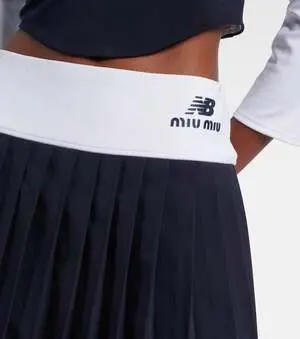 Miu Miu X New Balance Pleated Jersey Miniskirt - Blue