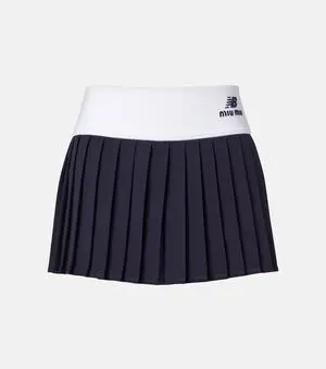 Miu Miu Miu Miu X New Balance Pleated Jersey Miniskirt Blue