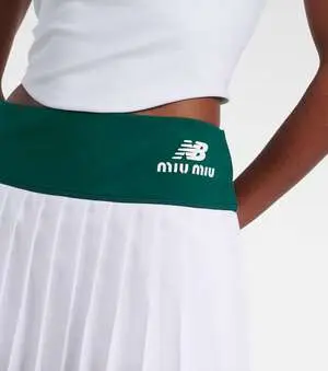 Miu Miu X New Balance Pleated Miniskirt - White