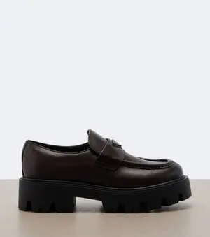 Prada Leather Platform Loafers - Brown