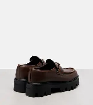 Prada Leather Platform Loafers - Brown