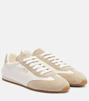 Prada Suede-trimmed Leather Sneakers