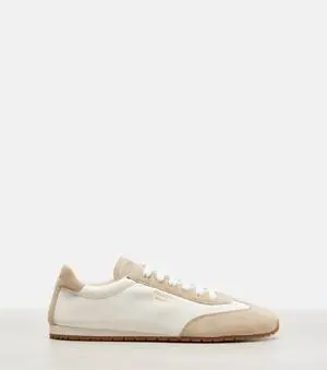 Prada Suede-trimmed Leather Sneakers