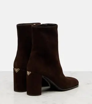 Prada Suede Ankle Boots - Brown