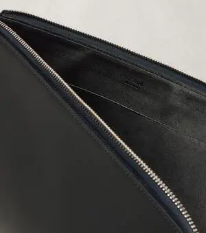 THE ROW Portfolio Leather Pouch - Black
