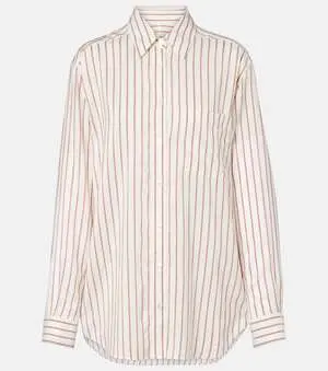 THE ROW Gavina Striped Silk Shirt - Beige