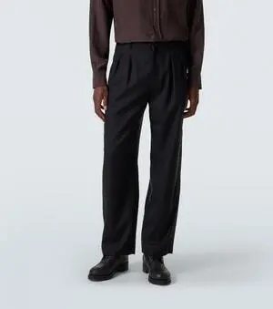 THE ROW Corley Virgin Wool Flannel Wide-leg Pants