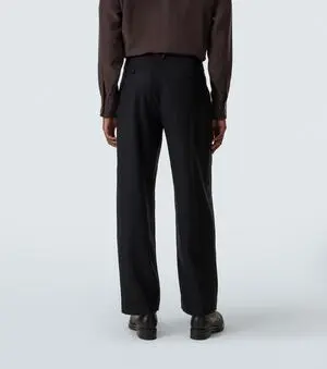 THE ROW Corley Virgin Wool Flannel Wide-leg Pants