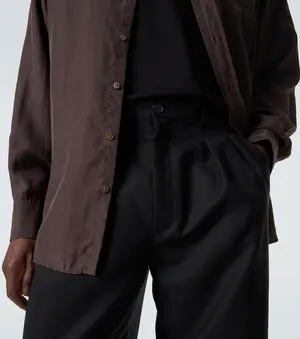 THE ROW Corley Virgin Wool Flannel Wide-leg Pants
