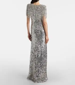 Jenny Packham Eugenie Sequined Gown - Grey