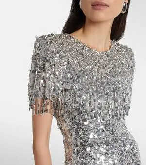 Jenny Packham Eugenie Sequined Gown - Grey